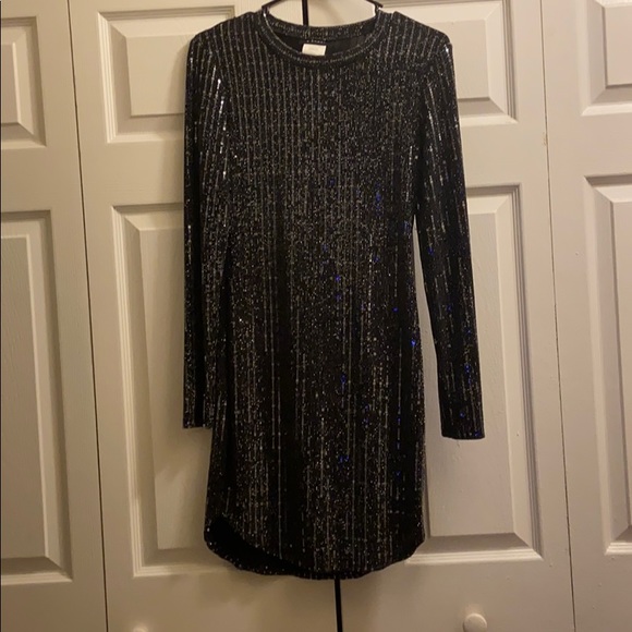 Dresses | Long Sleeve Black Sequence Dress | Poshmark